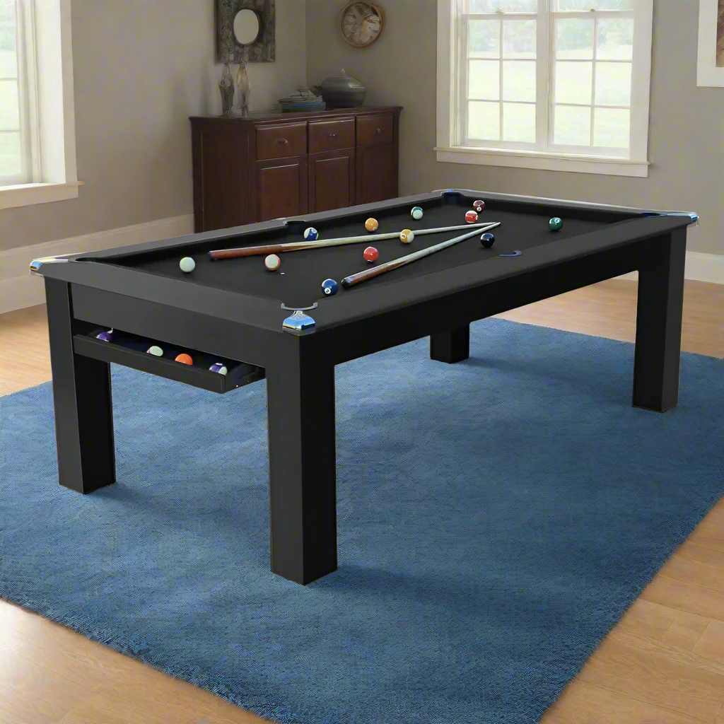 Gatley Modern Slate Bed Pool Dining Table | Black 6ft & 7ft