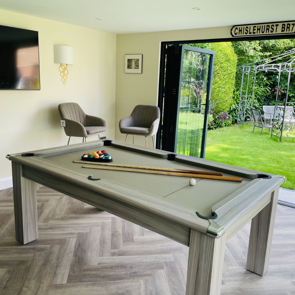 Gatley Modern Slate Bed Pool Dining Table | Driftwood 6ft & 7ft